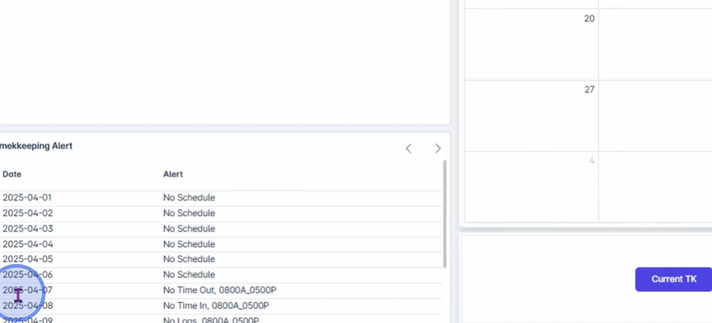 Timekeeping Alerts on Employees Dashboard (English)