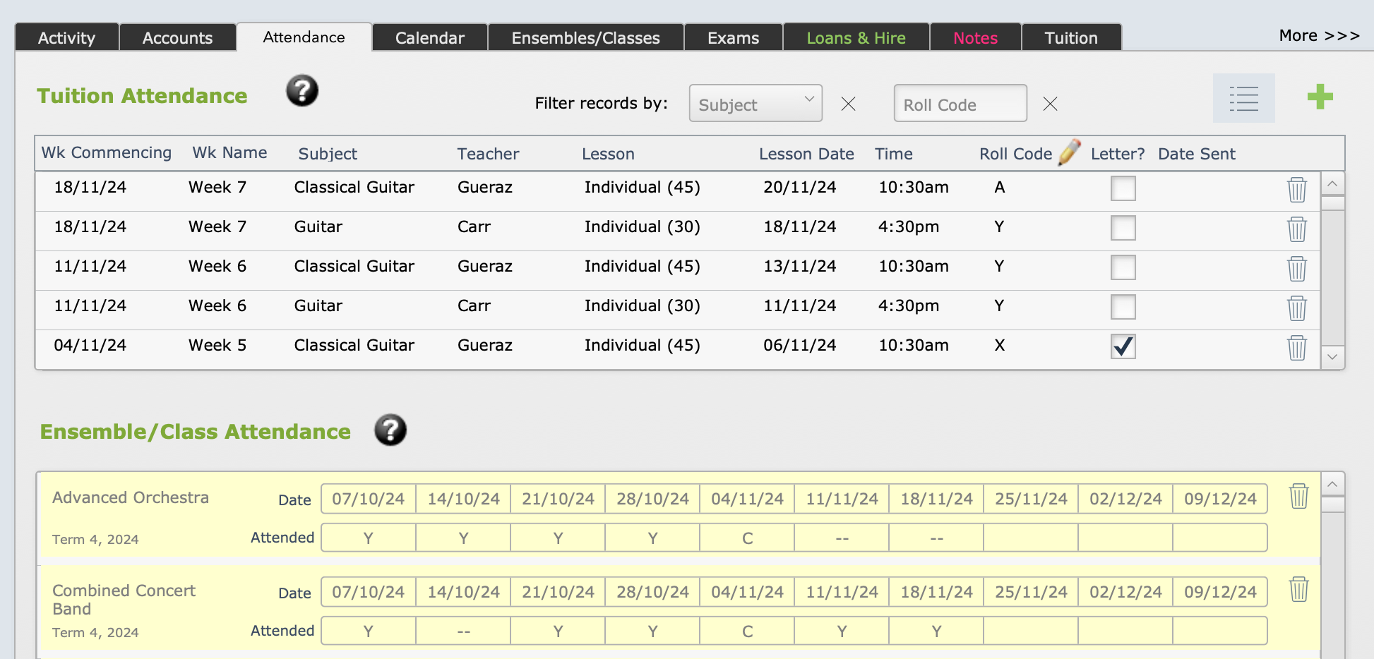 Tabs in Students File