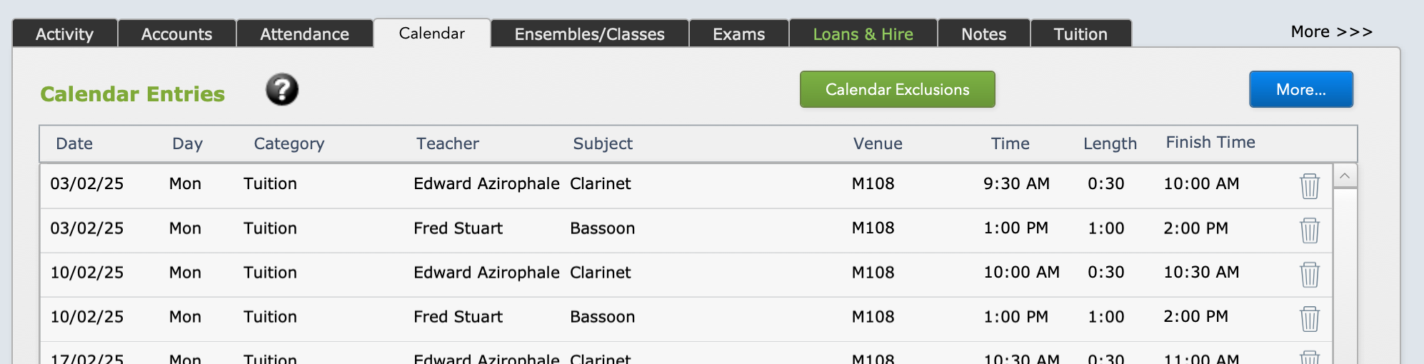 Tabs in Students File