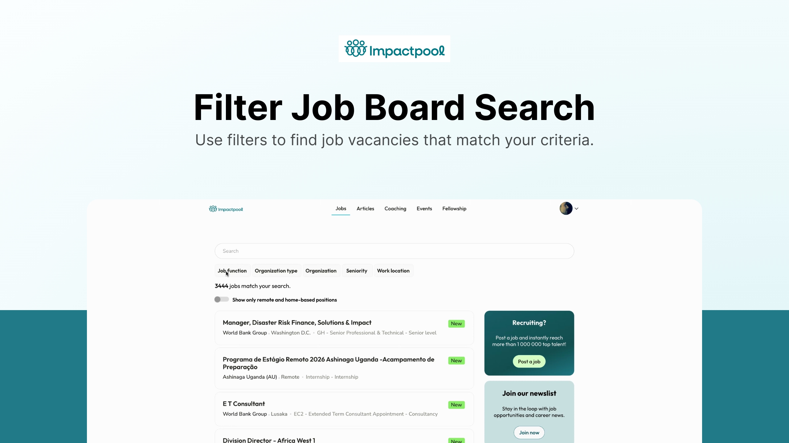 Using the Filter | Searching for jobs on Impactpool