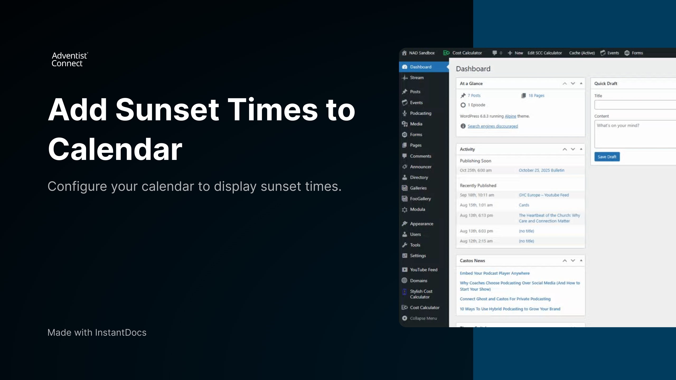 Add Sunset Times to Calendar