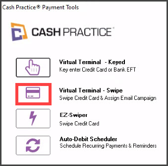 ChiroTouch® [ADS]: How do I process a Virtual Terminal Swiped transaction?